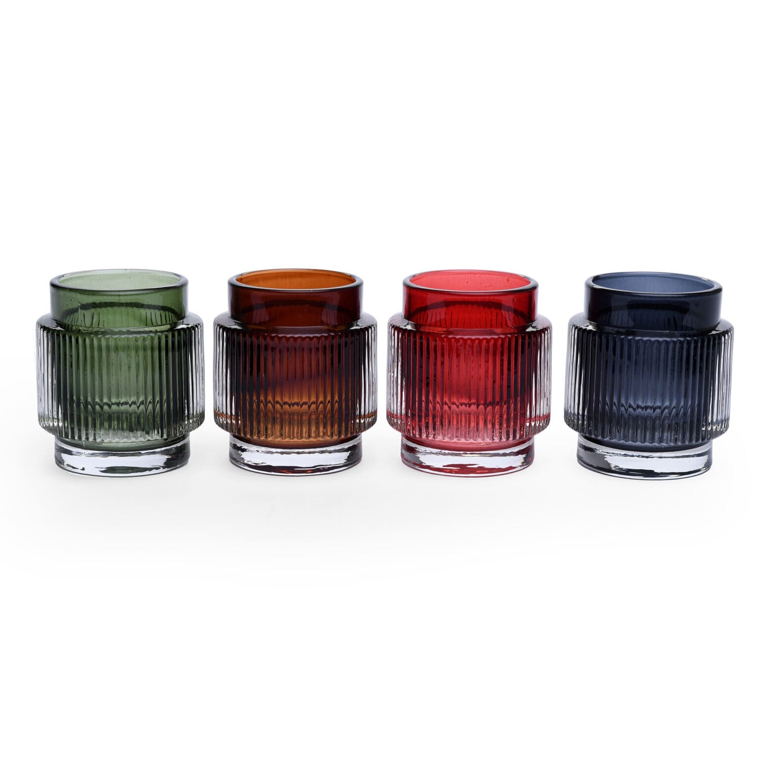 Monda Ribbed Round Glass Amber Votive | Impulse Enterprises